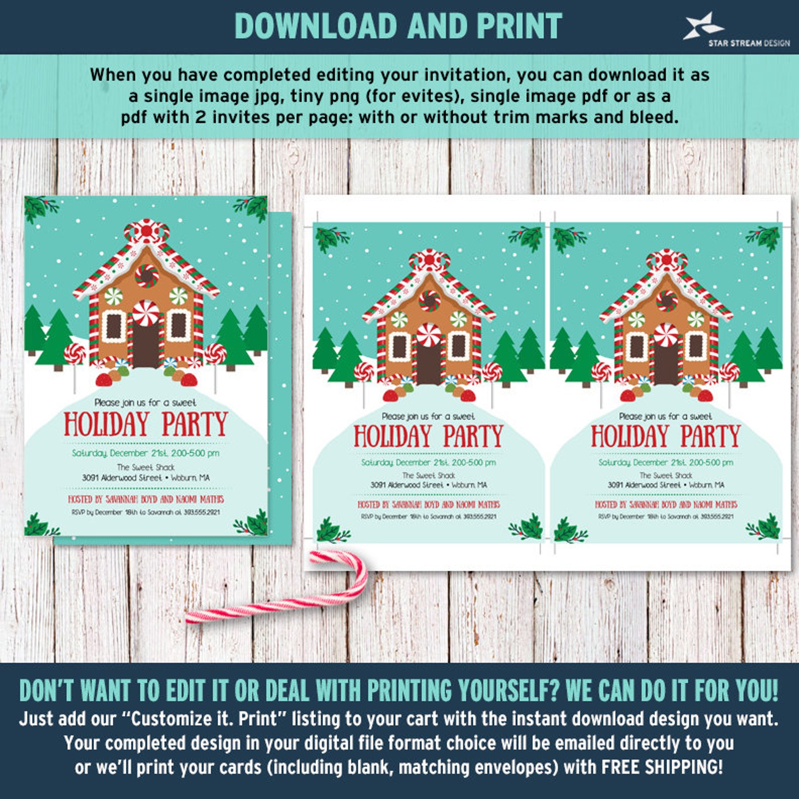 Gingerbread House Holiday Christmas Party Invitation - Etsy