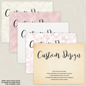 Custom Printable Sign, Horizontal Poster | 6 Sizes: 7x5, 10x6, 14x11 ...