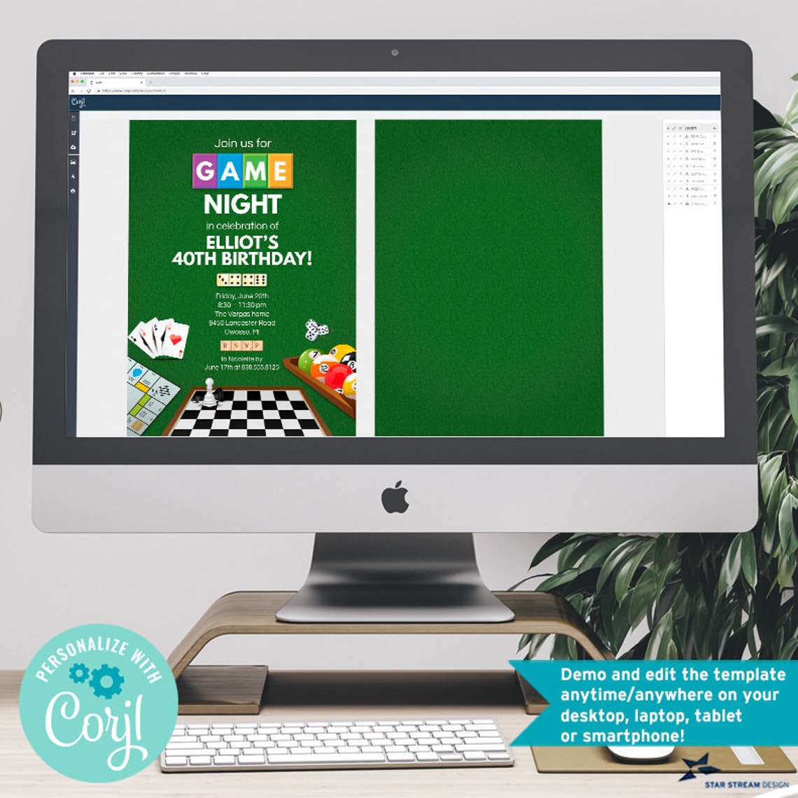 Game Night Party Invitation 5x7 2-sided Editable Digital | Etsy