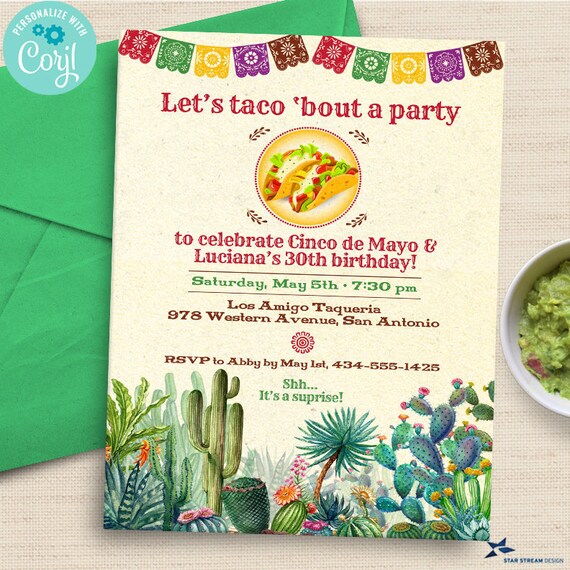 Lets Taco Bout a Party Cinco de Mayo Birthday Party Invitation | 5x7 ...