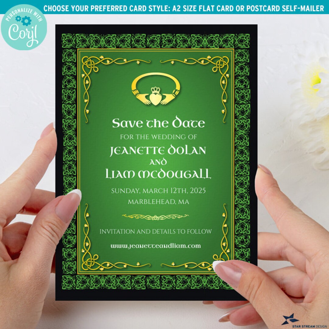 Claddagh Ring Save the Date: Celtic Irish Wedding (digital Template) - Etsy