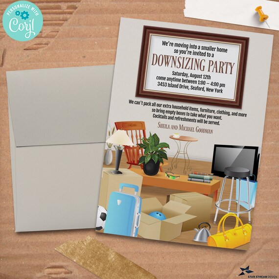 Downsizing Moving Announcement / Housewarming Party Invitation | 2 ...