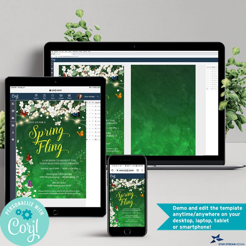 Spring Fling Garden Party Celebration Invitation 2-sided - Etsy