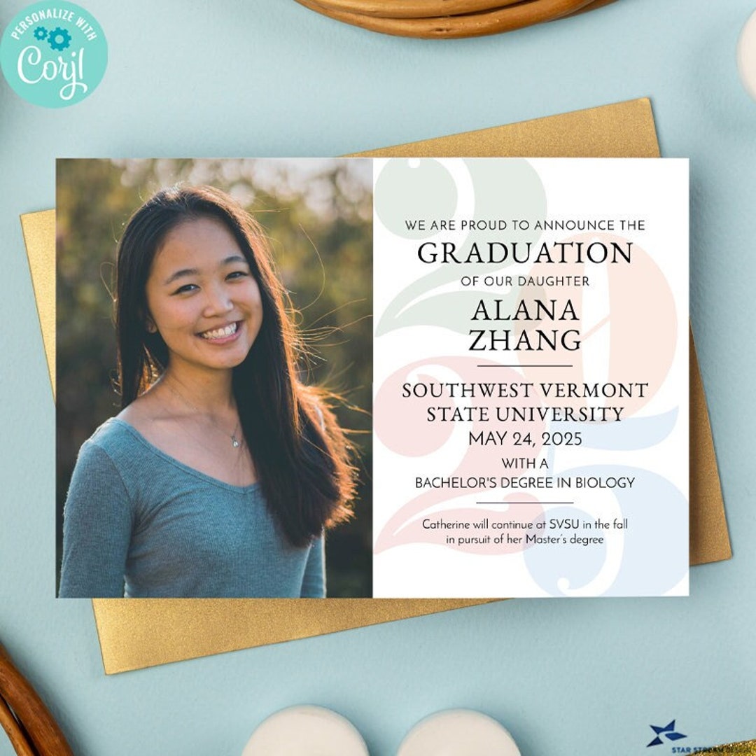 Graduation Year Numbers Photo Announcement Party Invitation | 7x5, Two ...