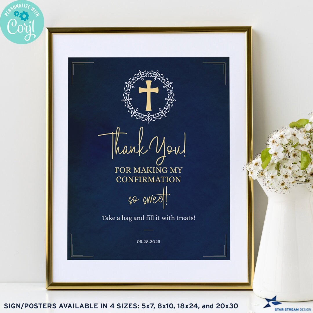 Blue Cross Wreath Confirmation Printable Signs and Posters | 4 Sizes ...