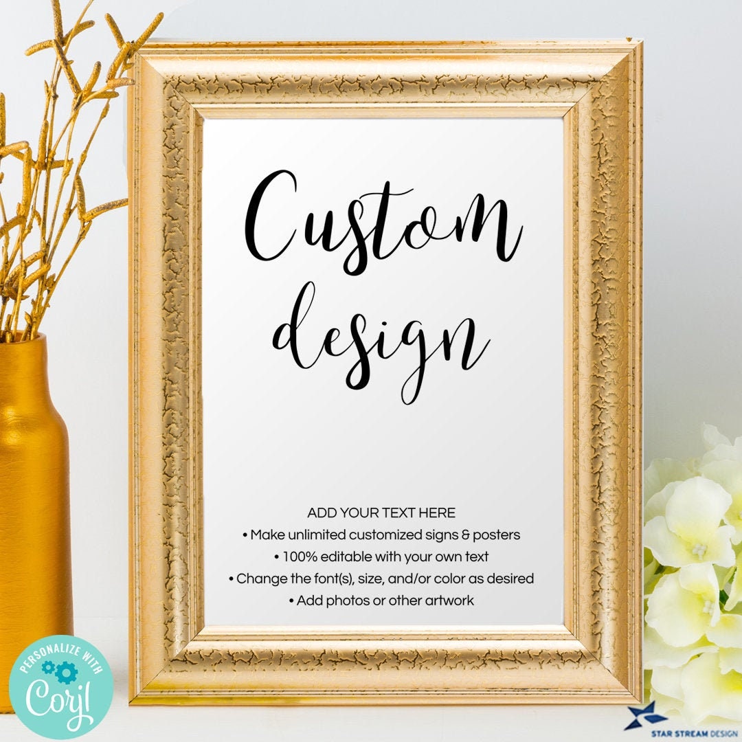 Custom Printable Sign, Vertical Poster 6 Sizes: 5x7, 8x10, 11x14, 16x20 ...