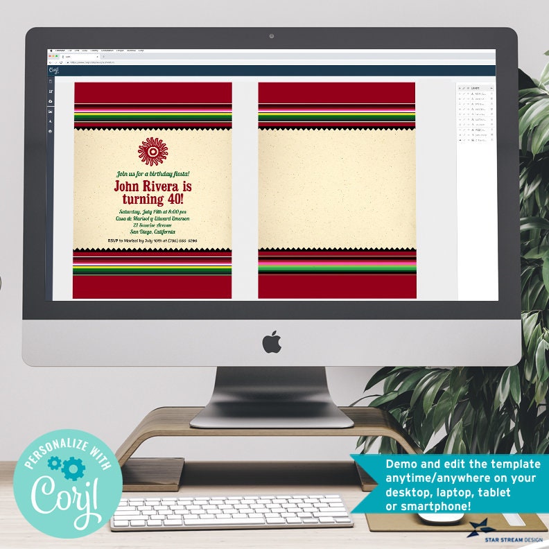 Mexican Serape Party Cinco De Mayo Fiesta Invitation | 2-sided, 5x7 ...