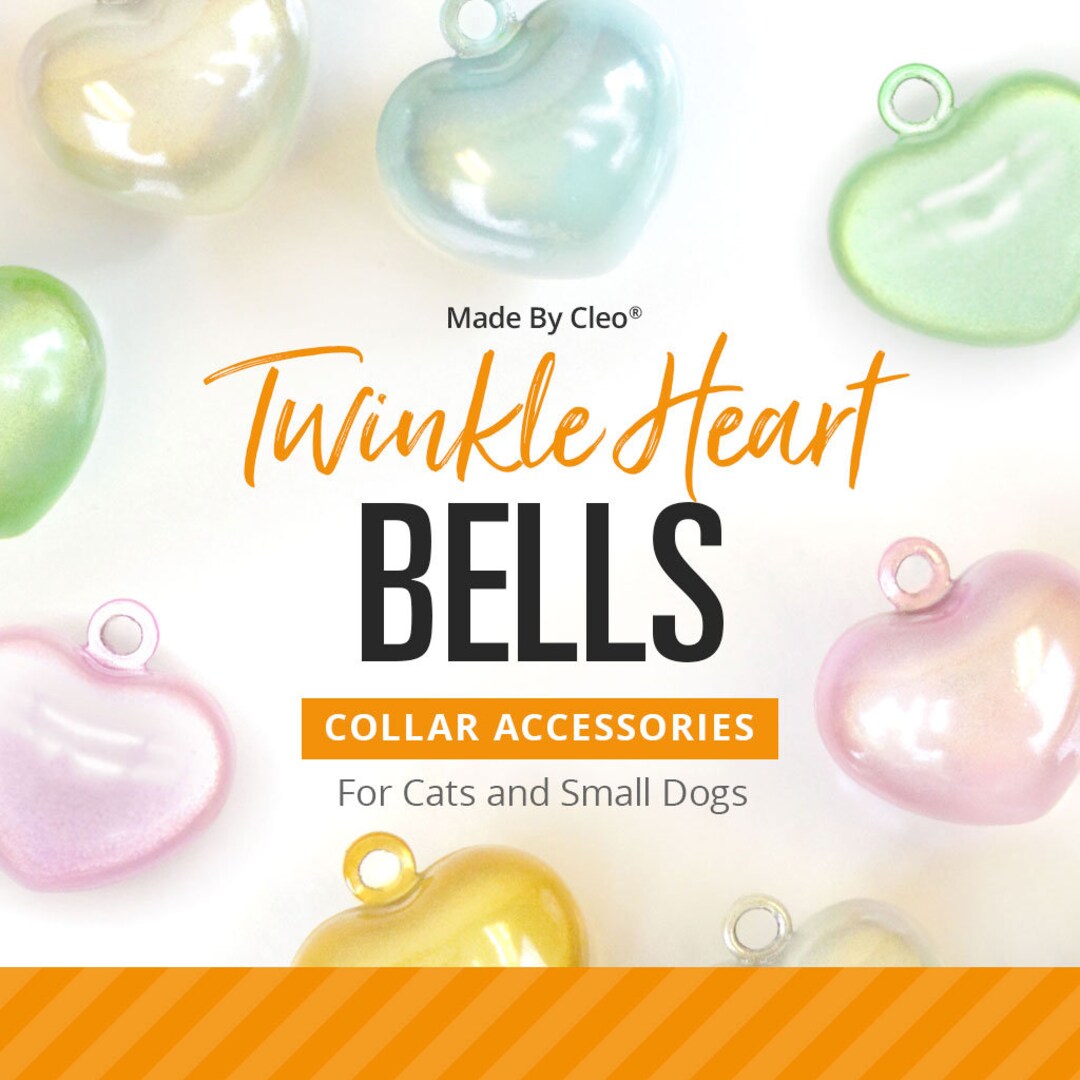 Pastel Cat Bell - "twinkle Heart Bell" - Pet Collar Bells / Cat Collar ...
