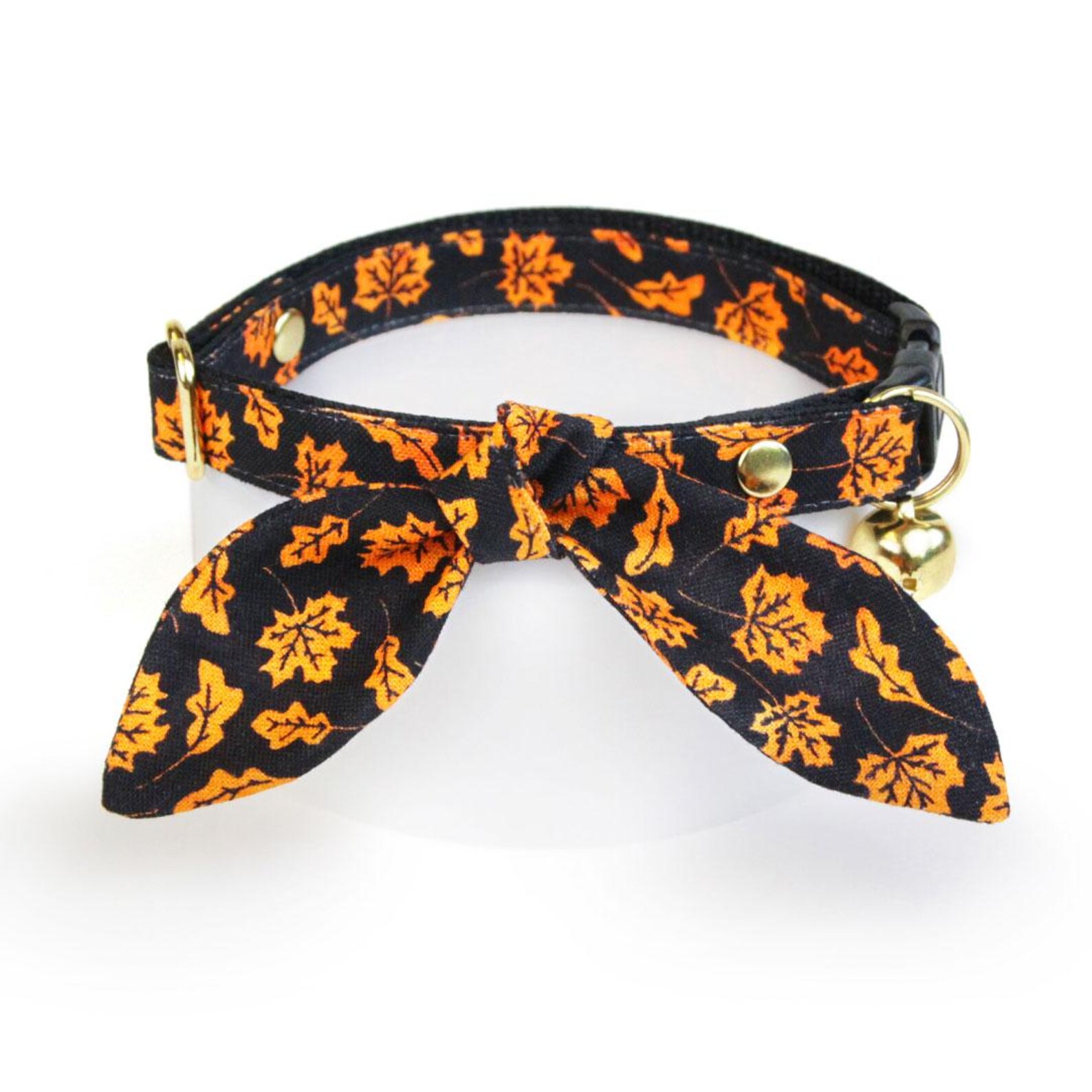 Fall Cat Collar - "autumn Night" - Maple Leaf Orange Black Cat Collar ...