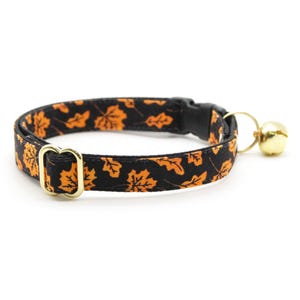 Fall Cat Collar - "autumn Night" - Maple Leaf Orange Black Cat Collar ...