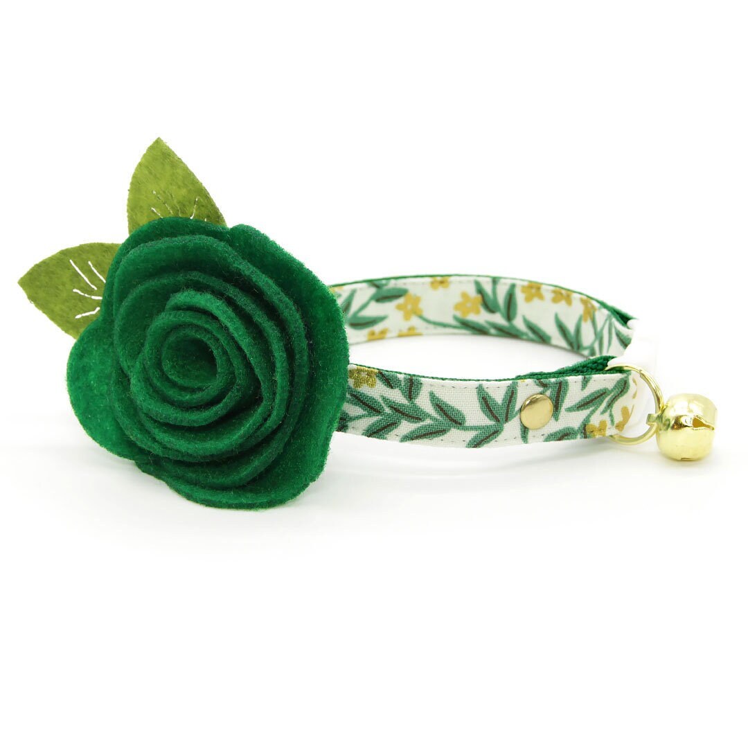 Cat Collar + Flower Set - "golden Vine" - Rifle Paper Co® Green Leaf ...