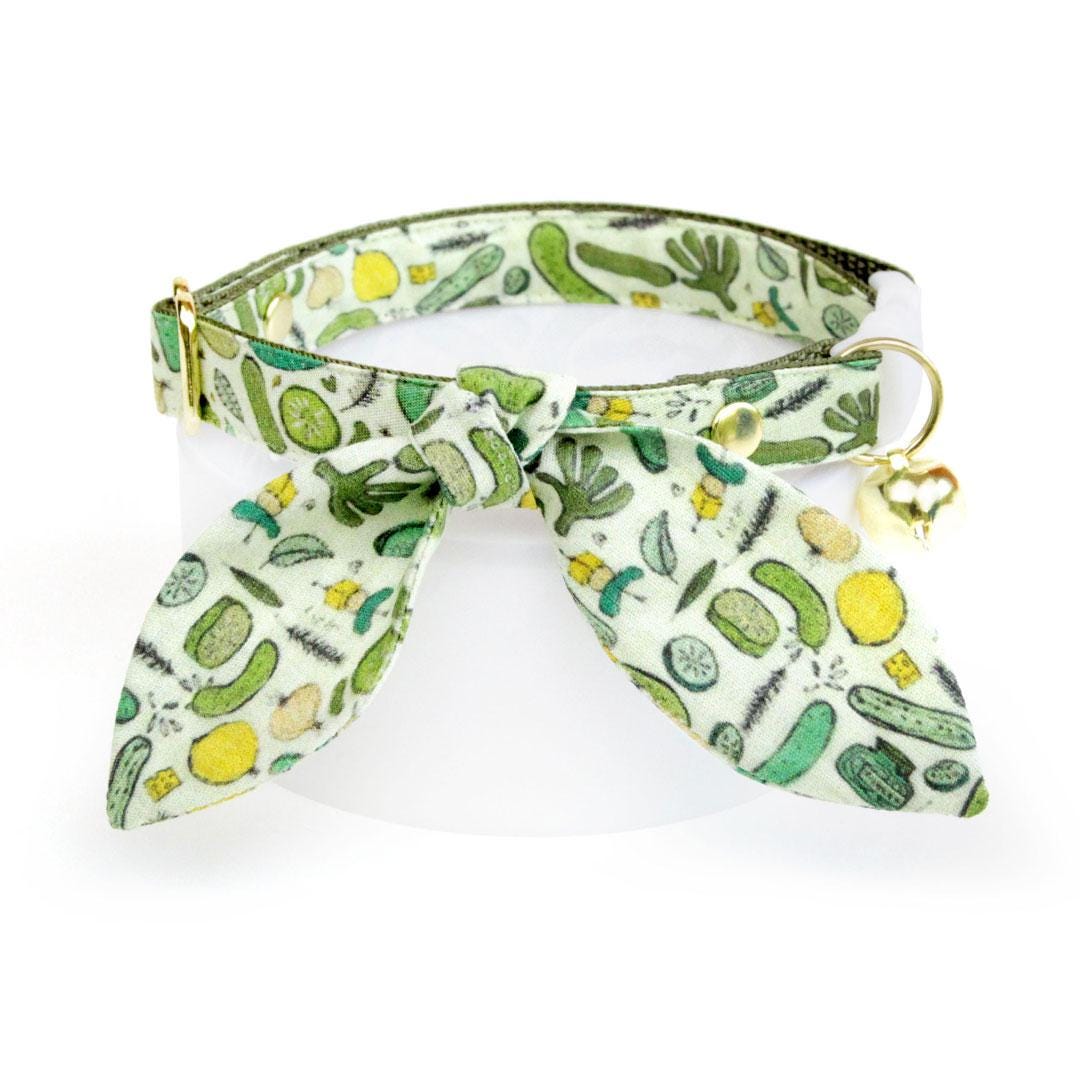 Pickle Cat Collar and Bunny Ear Bow Set - "kind of a Big Dill" - Green ...