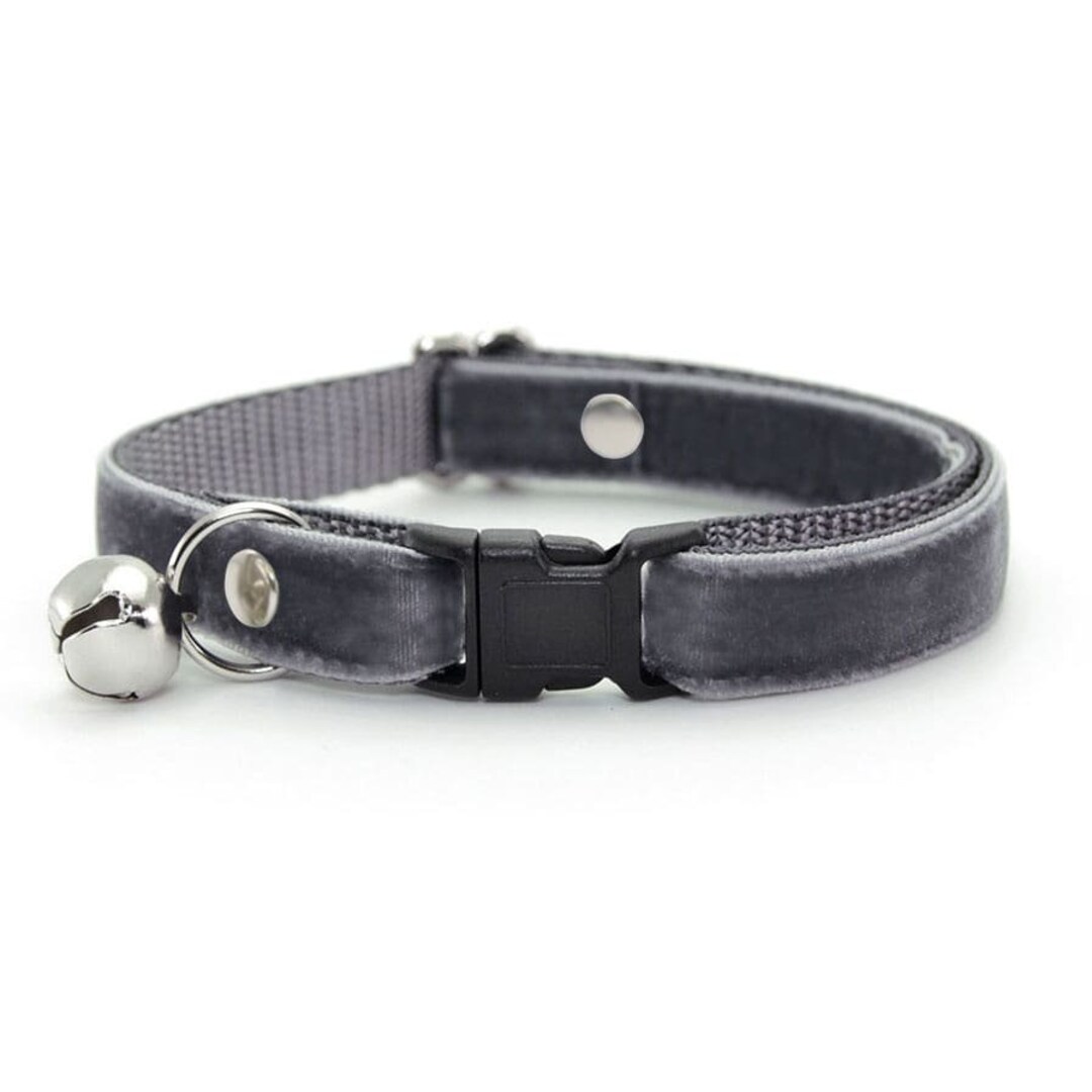 Cat Collar - "velvet - Storm Gray" - Dark Grey Cat Collar / Breakaway ...