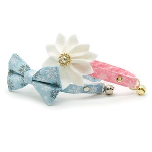 Winter Cat Collar - "snowflakes - Frosty Blue" - Light Blue Snowflake ...