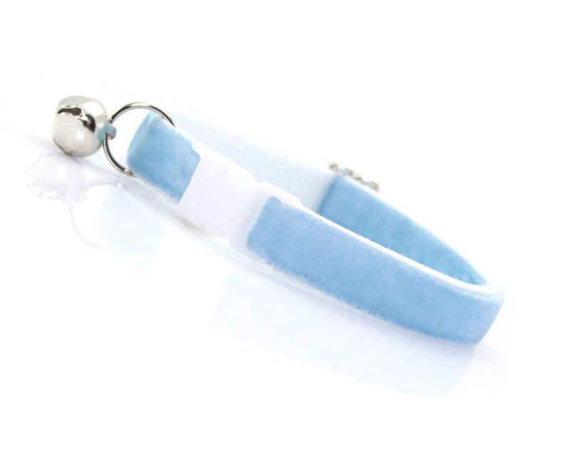 Cat Collar velvet Frosty Blue Light Blue Cat | Etsy