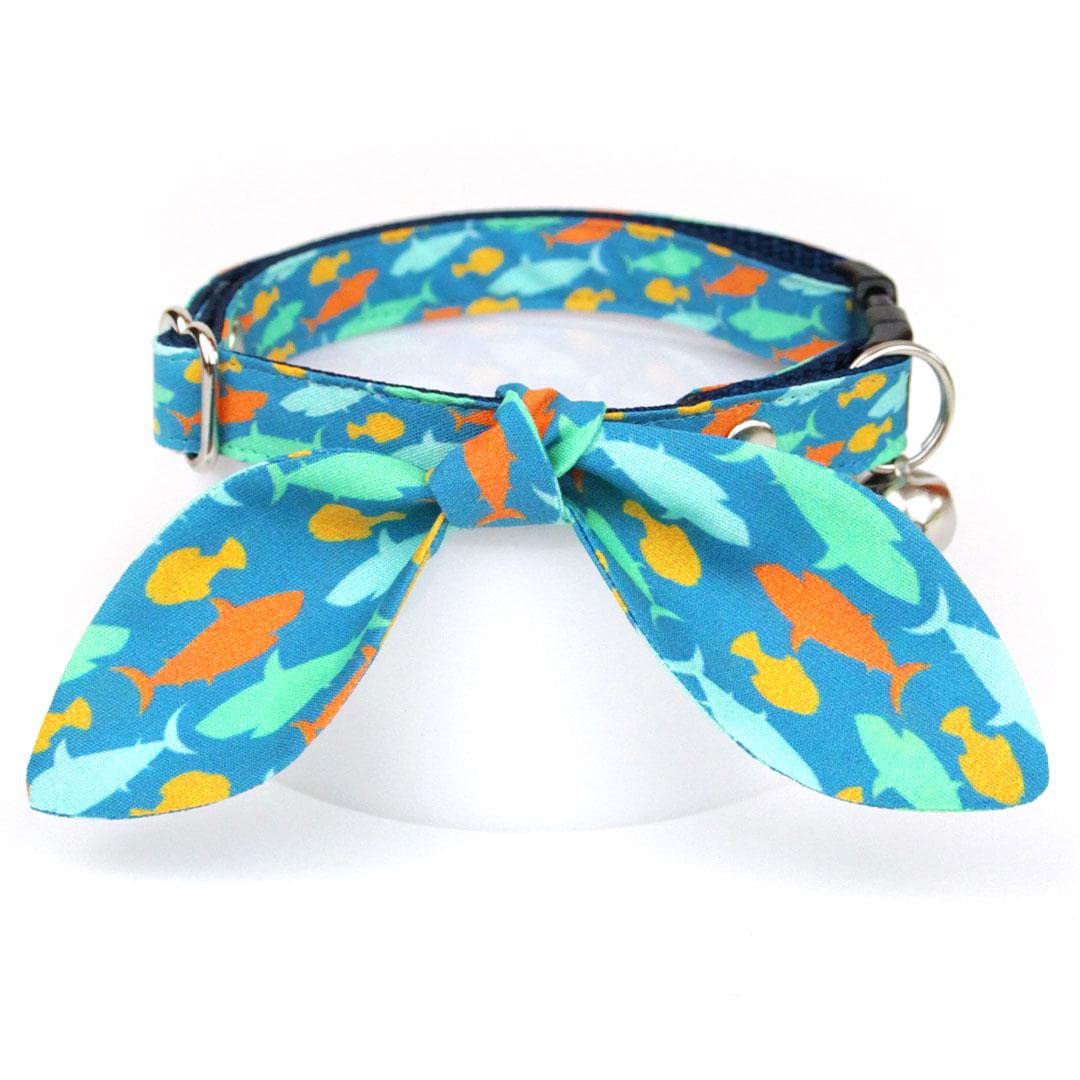 Shark Cat Collar and Bunny Ear Bow Set - "fintastic" - Blue Fish Cat ...