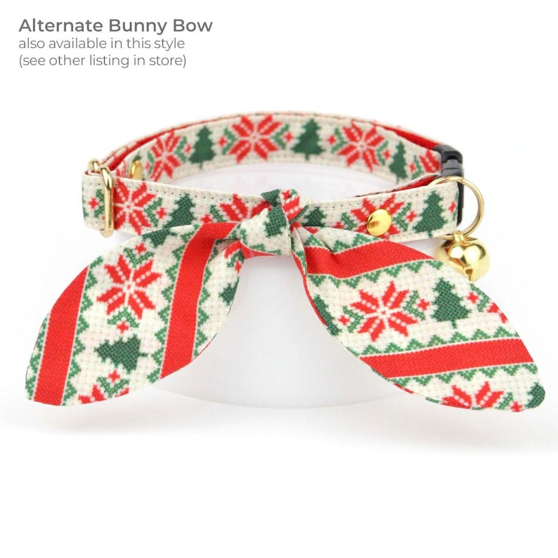 Nordic Holiday Bow Tie Cat Collar Set - 