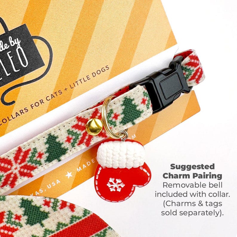 Nordic Holiday Bow Tie Cat Collar Set - 