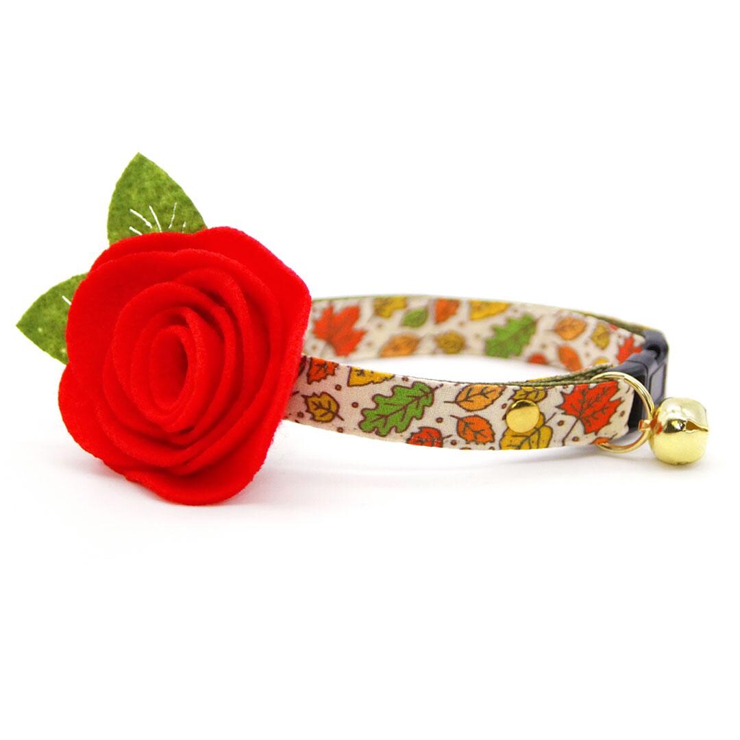 Fall Cat Collar + Flower Set - "autumn Aura" - Fall Leaves Cat Collar W ...