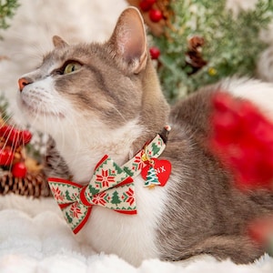 Nordic Holiday Bow Tie Cat Collar Set - 