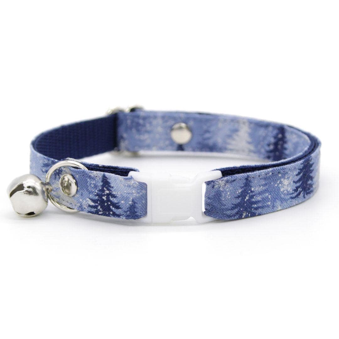 Solstice Cat Collar - "blue Spruce" - Snowy Winter Pine Blue Cat Collar ...