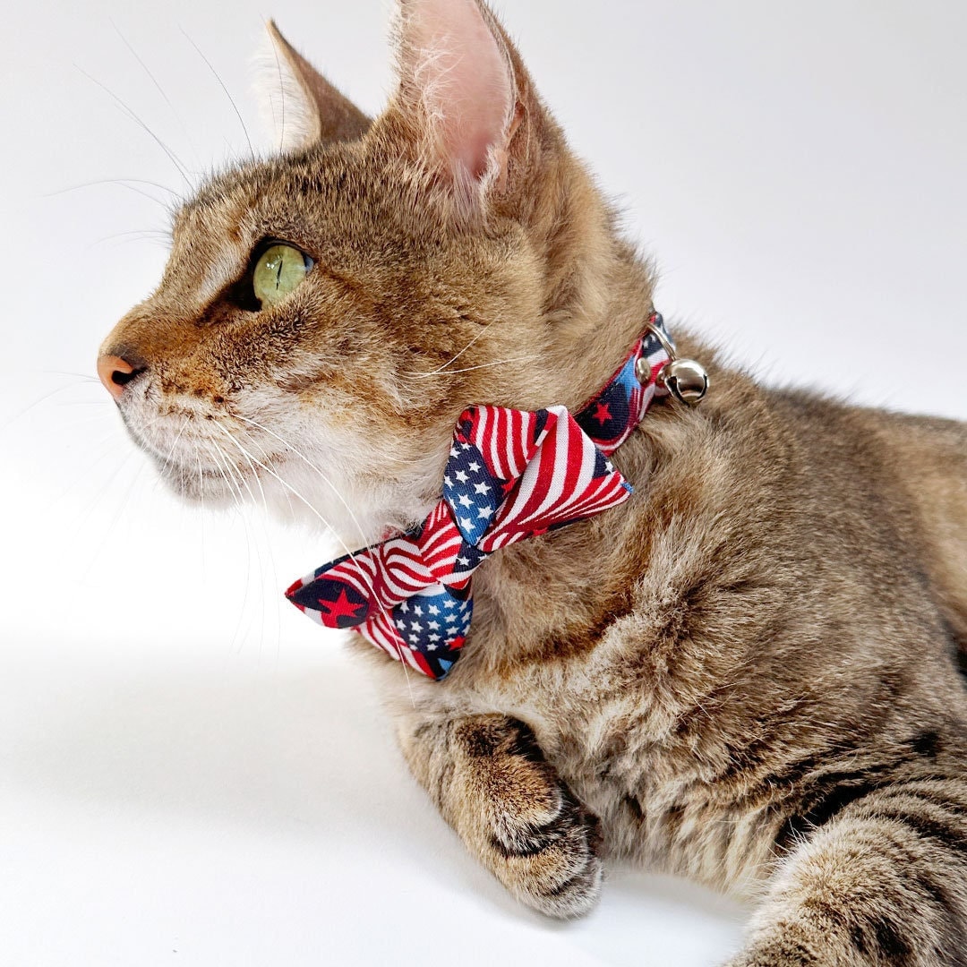 Bow Tie Cat Collar Set - "stars & Stripes" - Patriotic American Flag ...