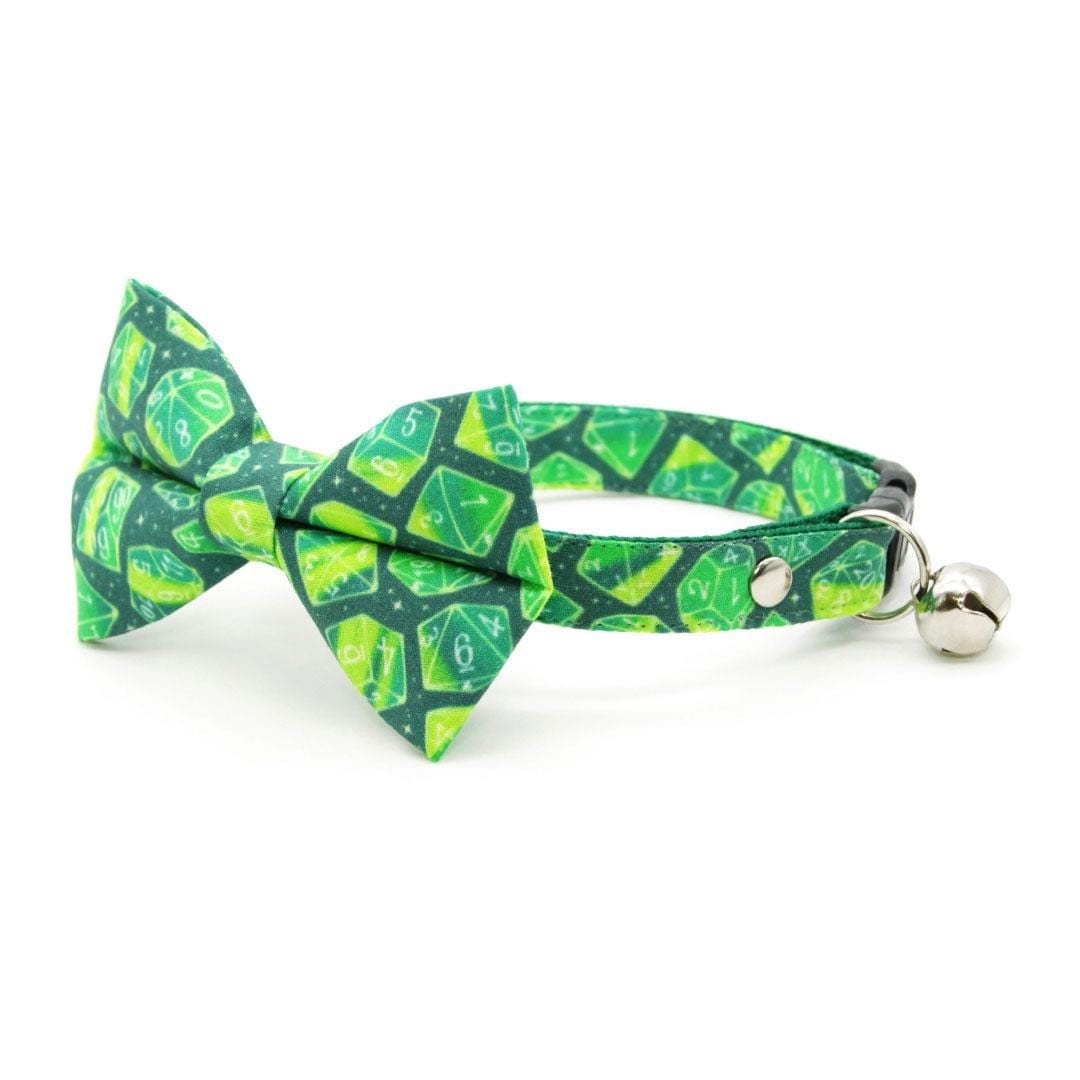 Dnd Bow Tie Cat Collar Set - "magic Dice - Green" - D20 Cat Collar W ...