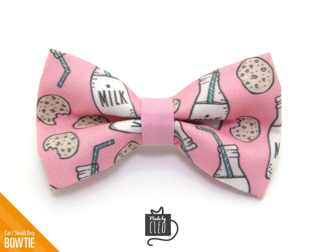 Cat Bow Tie cookies and Milk Pink Bow Tie for Cat Collar / Cute / Food ...