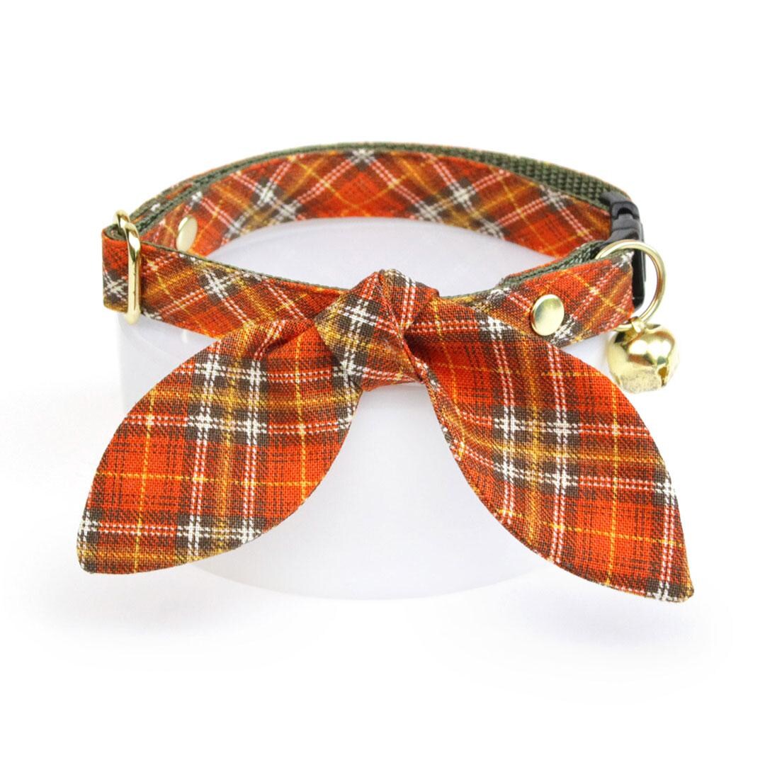 Autumn Cat Collar and Bunny Ear Bow Set - "pecan Praline" - Orange ...