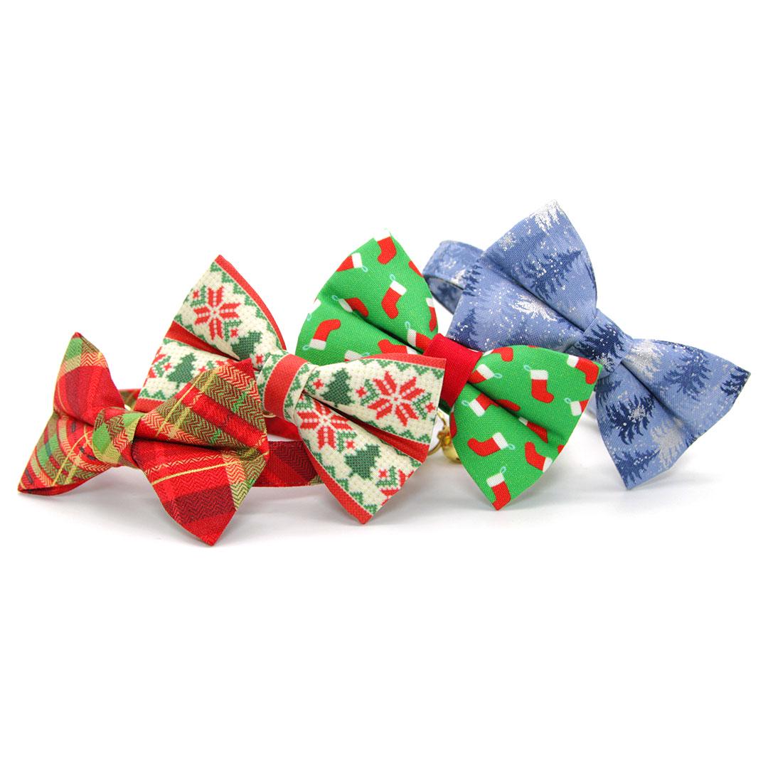 Nordic Holiday Bow Tie Cat Collar Set - 