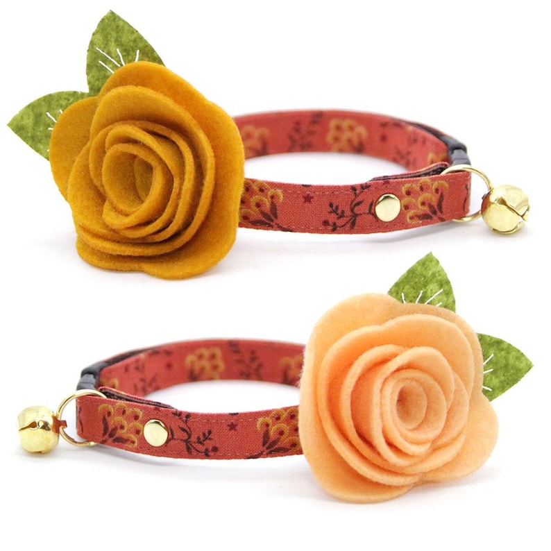 Rustic Cat Collar - "prairie Bloom" - Terracotta Cat Collar / Breakaway ...
