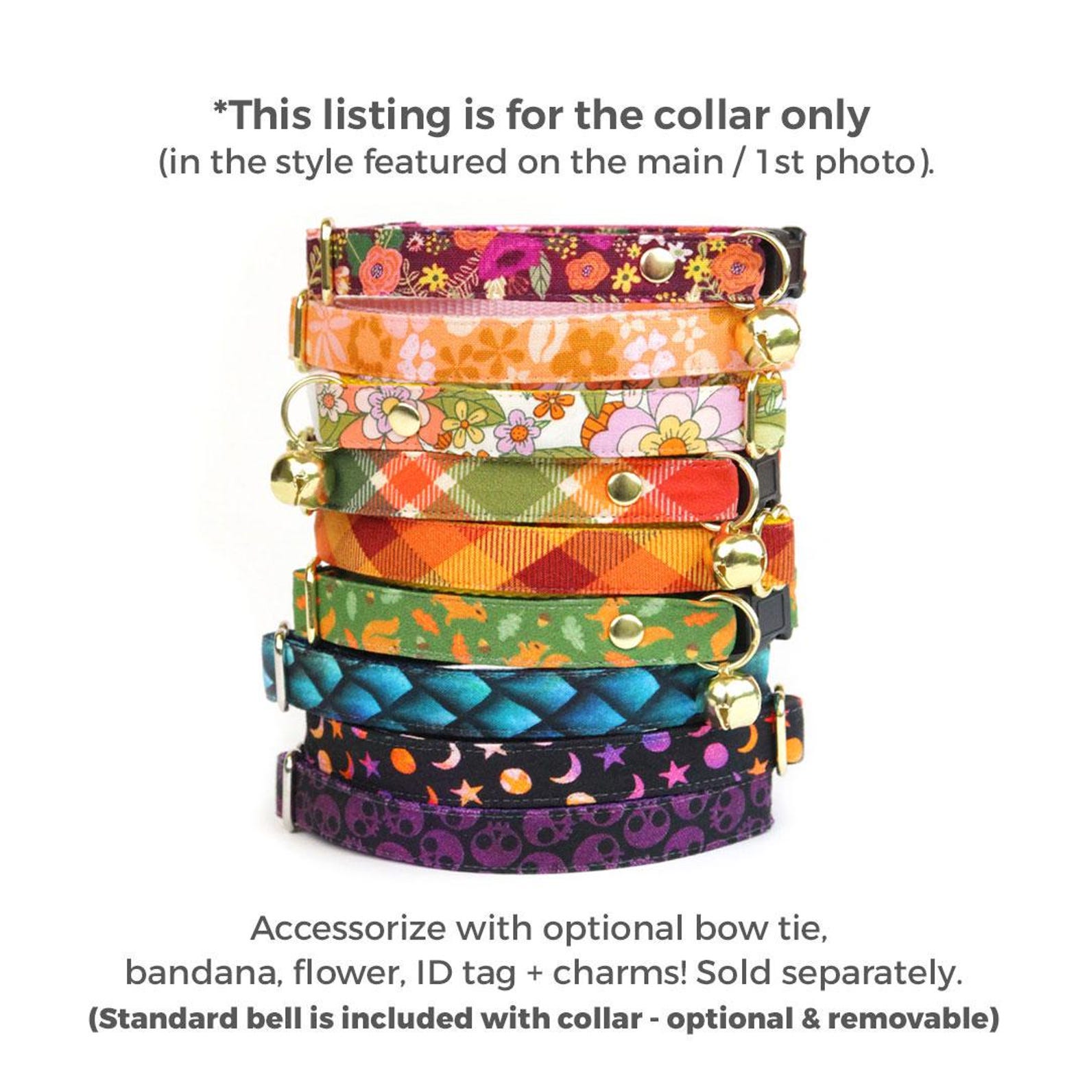 Fall Cat Collar - "autumn Night" - Maple Leaf Orange Black Cat Collar ...