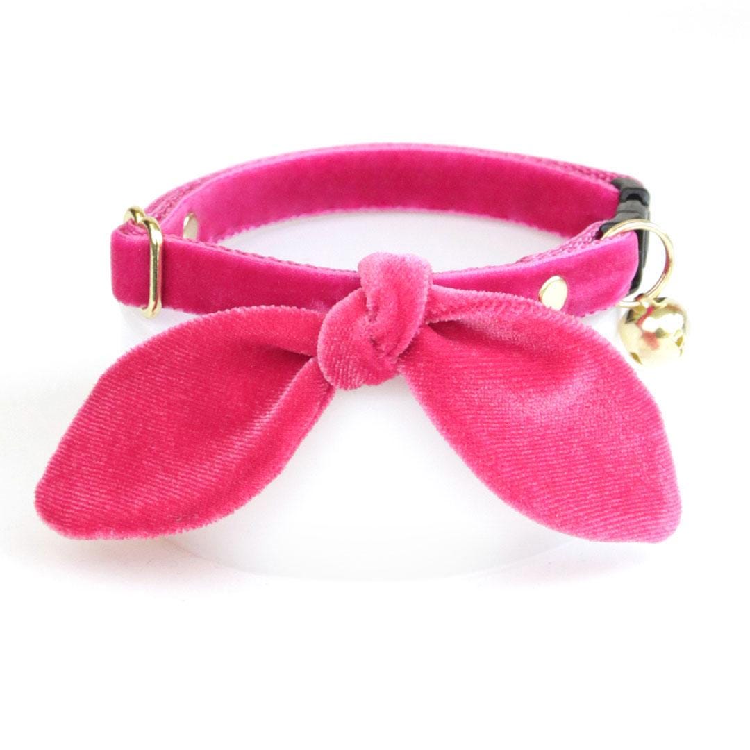Magenta Velvet Cat Collar and Bunny Ear Bow Set - "velvet - Azalea ...