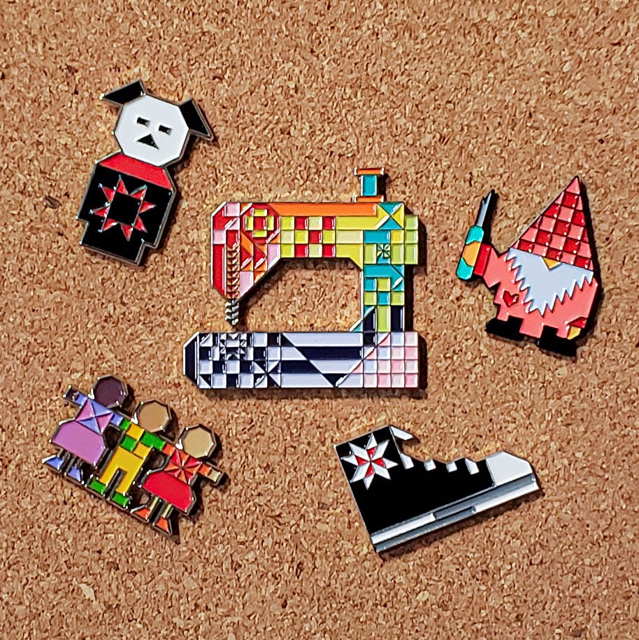 Enamel Pin Sewing Machine Stitch Happens Lapel Pin by Kelli - Etsy
