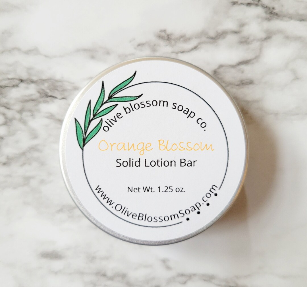 Orange Blossom Solid Lotion Bar in Tin Moisturizer Natural Lotion Zero Waste Lotion Beeswax ...