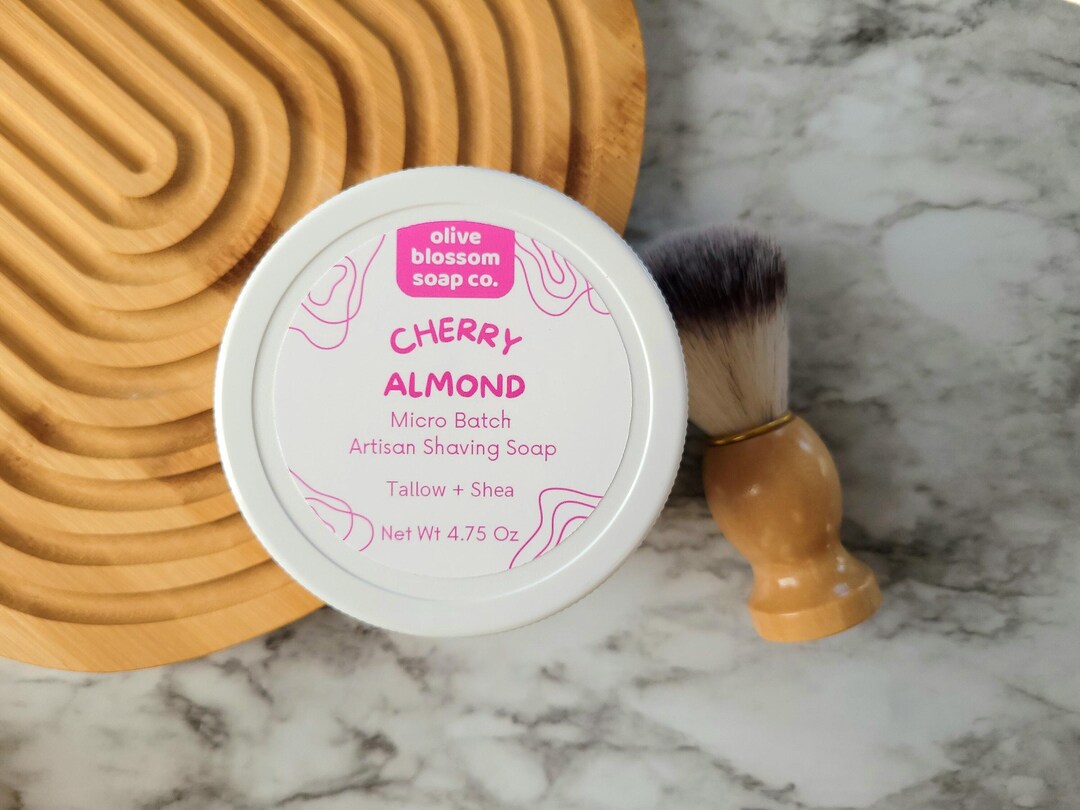 Cherry Almond Artisan Shave Soap W/ Tallow & Shea Butter, Wet Shaving ...