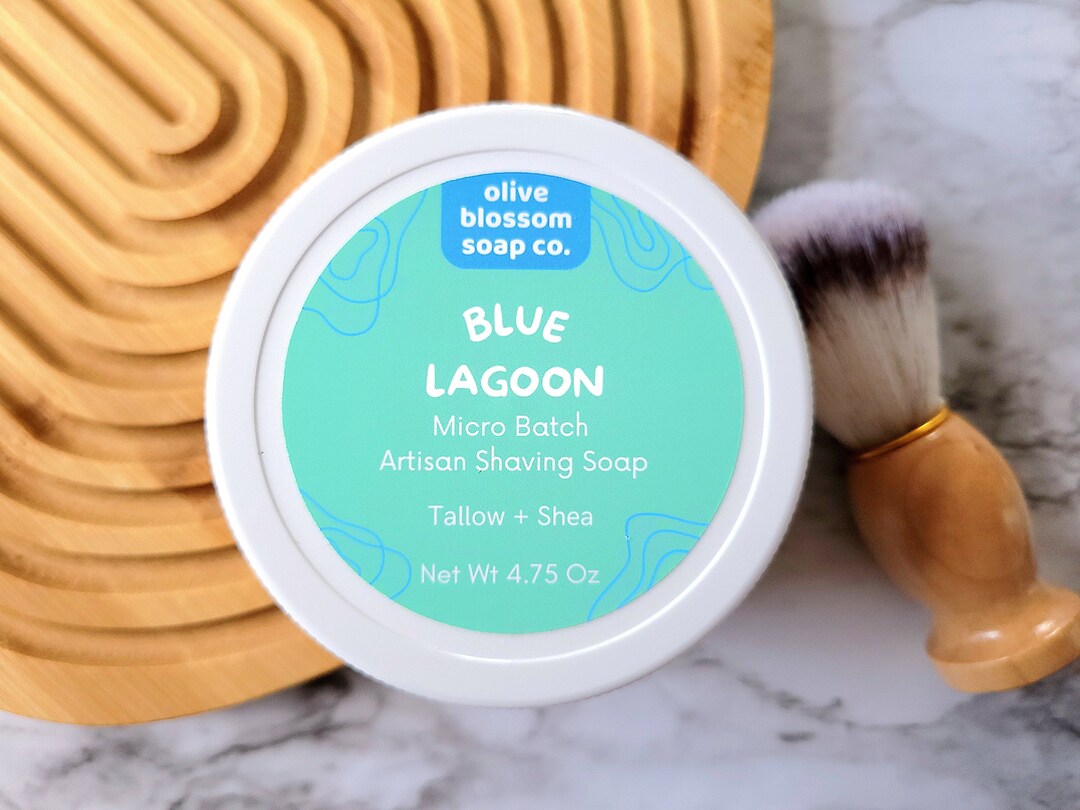 Blue Lagoon Shave Soap W/ Tallow & Shea Butter, Micro Batch Artisan ...
