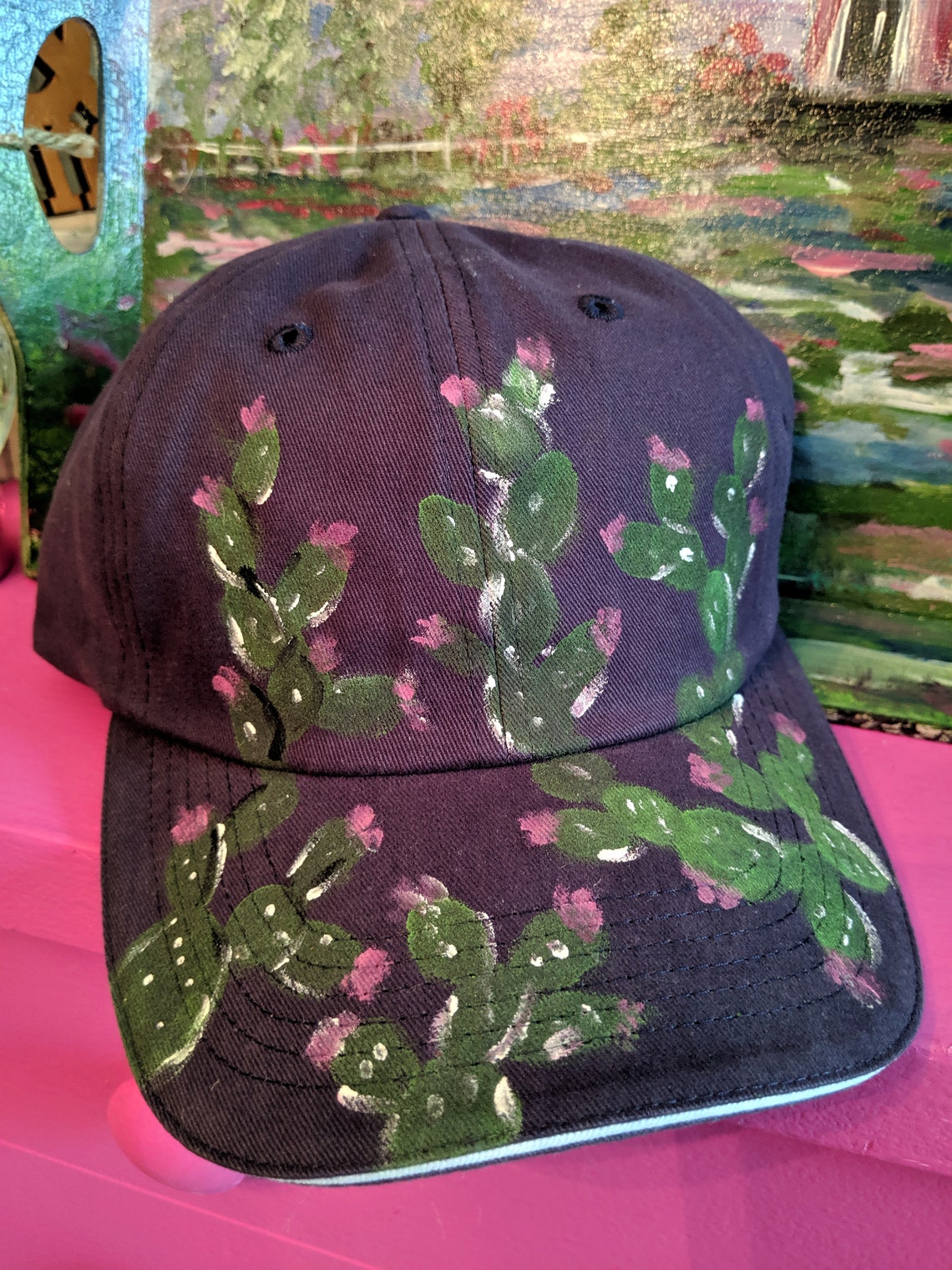 Hand Painted Cactus Floral Hat - Etsy