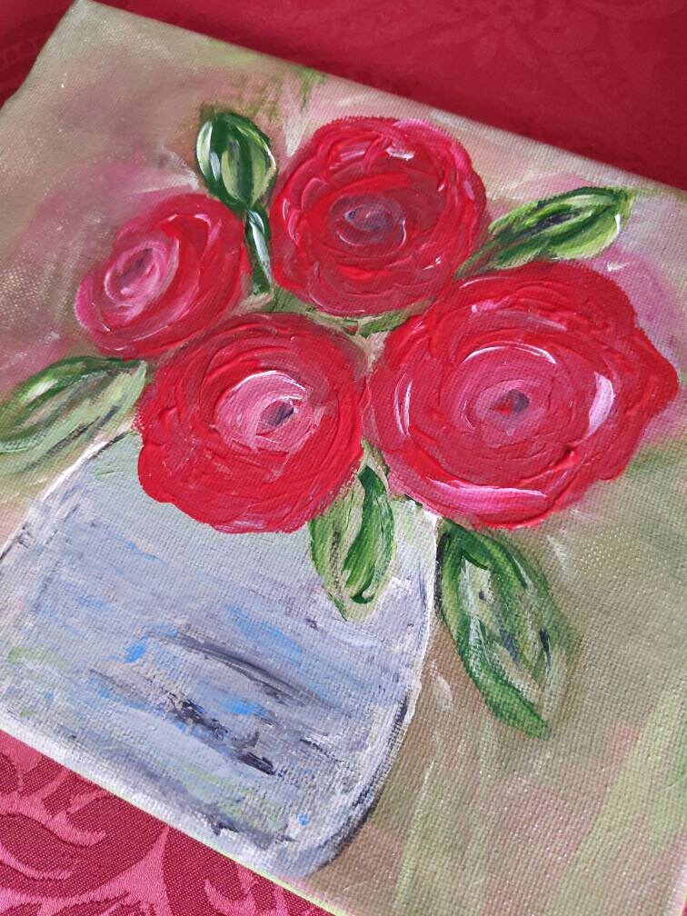 Beautiful Red Bouquet Painting - Etsy