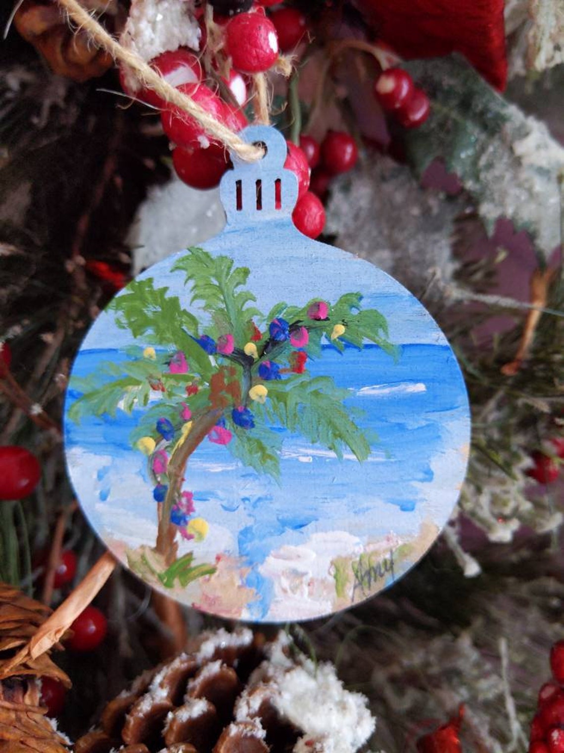 Hand Painted Palm Tree Ornament - Etsy