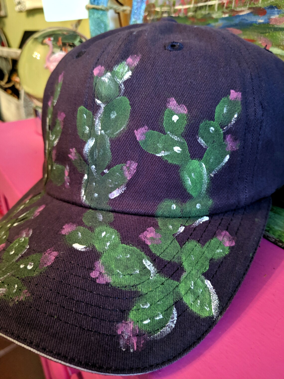 Hand Painted Cactus Floral Hat - Etsy