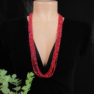 Red Necklace, Long Boho Necklace, Ombre Red Necklace, Christmas Day ...