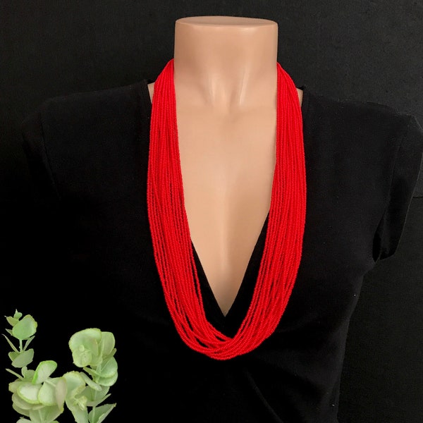Red Statement Necklace - Etsy
