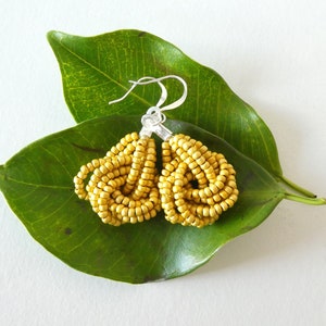 Mustard Beaded Earrings, Dangle Earrings, Gift for Her, Bridesmaids ...