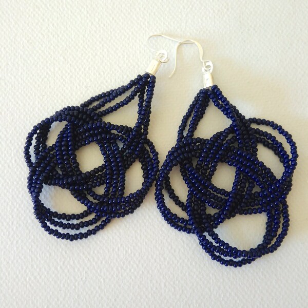 Navy Blue Earrings - Etsy
