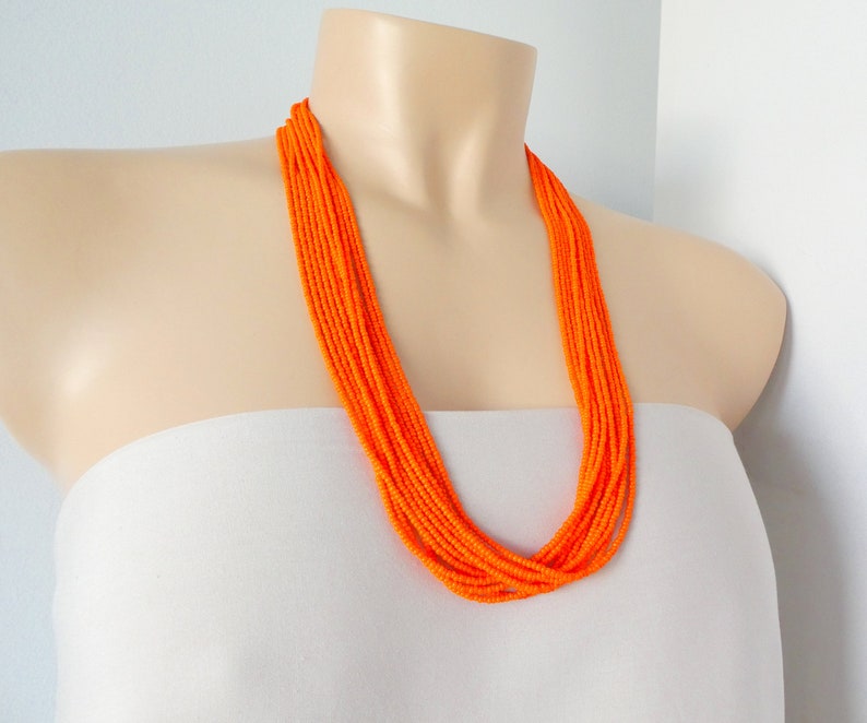 Orange Necklace Bright Orange Necklace Statement Necklace - Etsy
