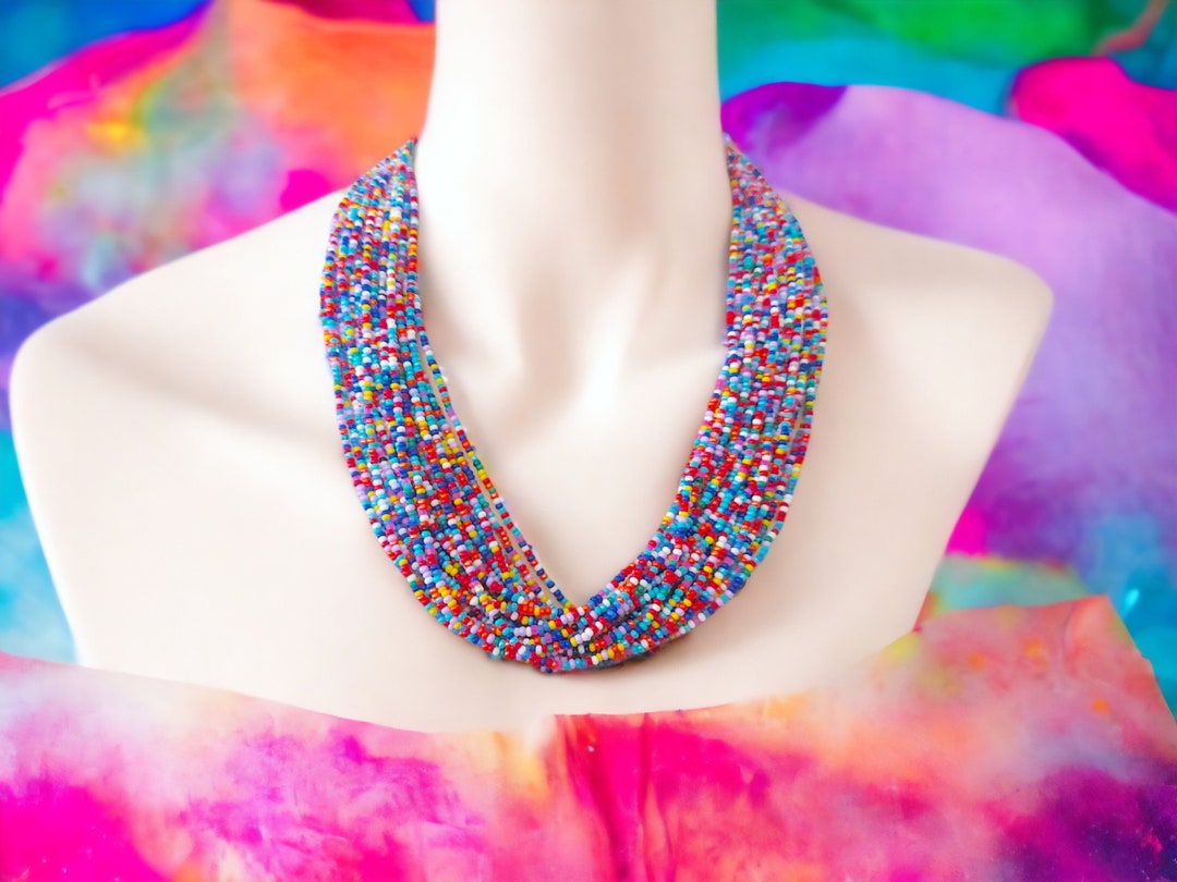 Vibrant Bold Necklace, Colorful Eye-catching Necklace, Statement Chunky ...