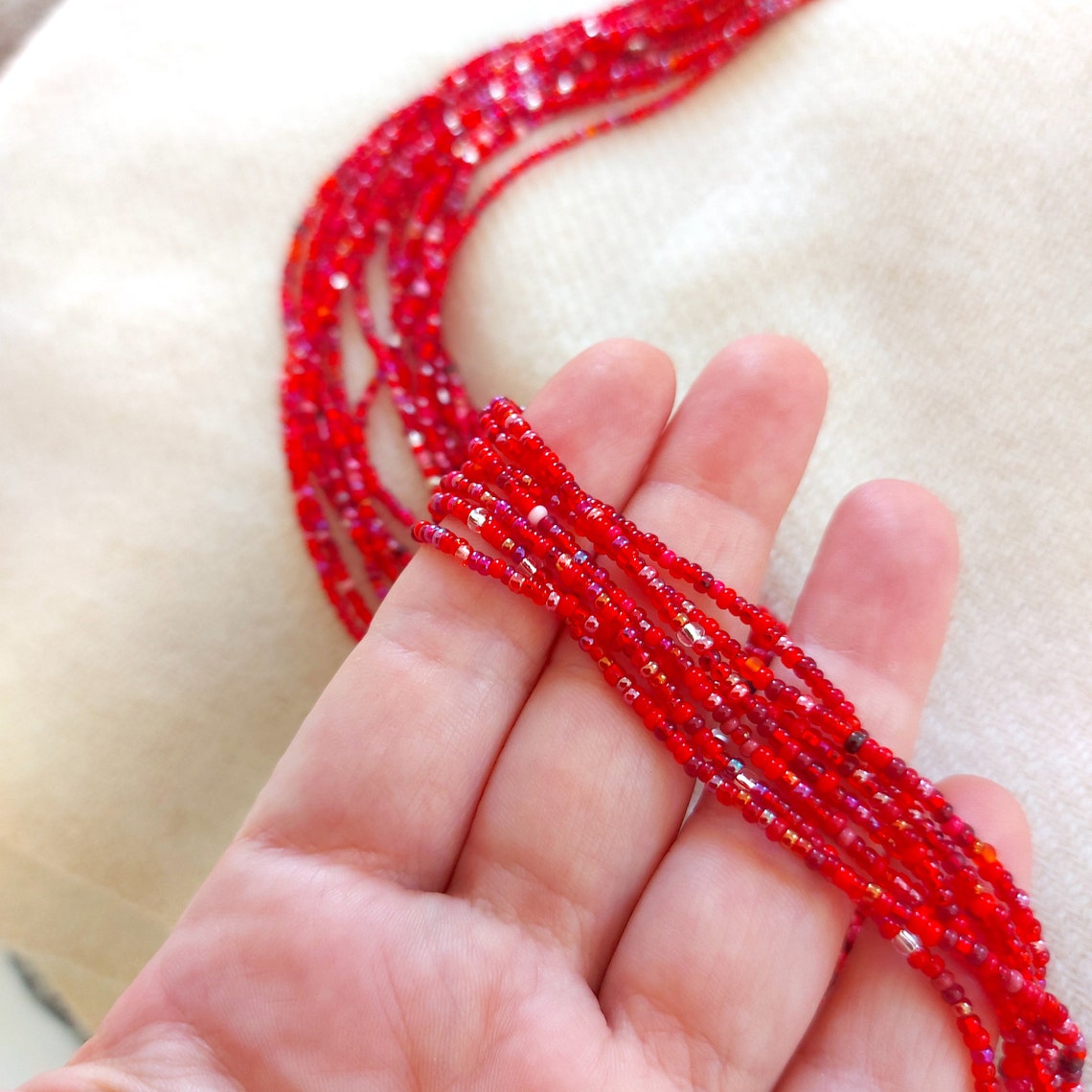 Red Necklace Long Boho Necklace Ombre Red Necklace - Etsy