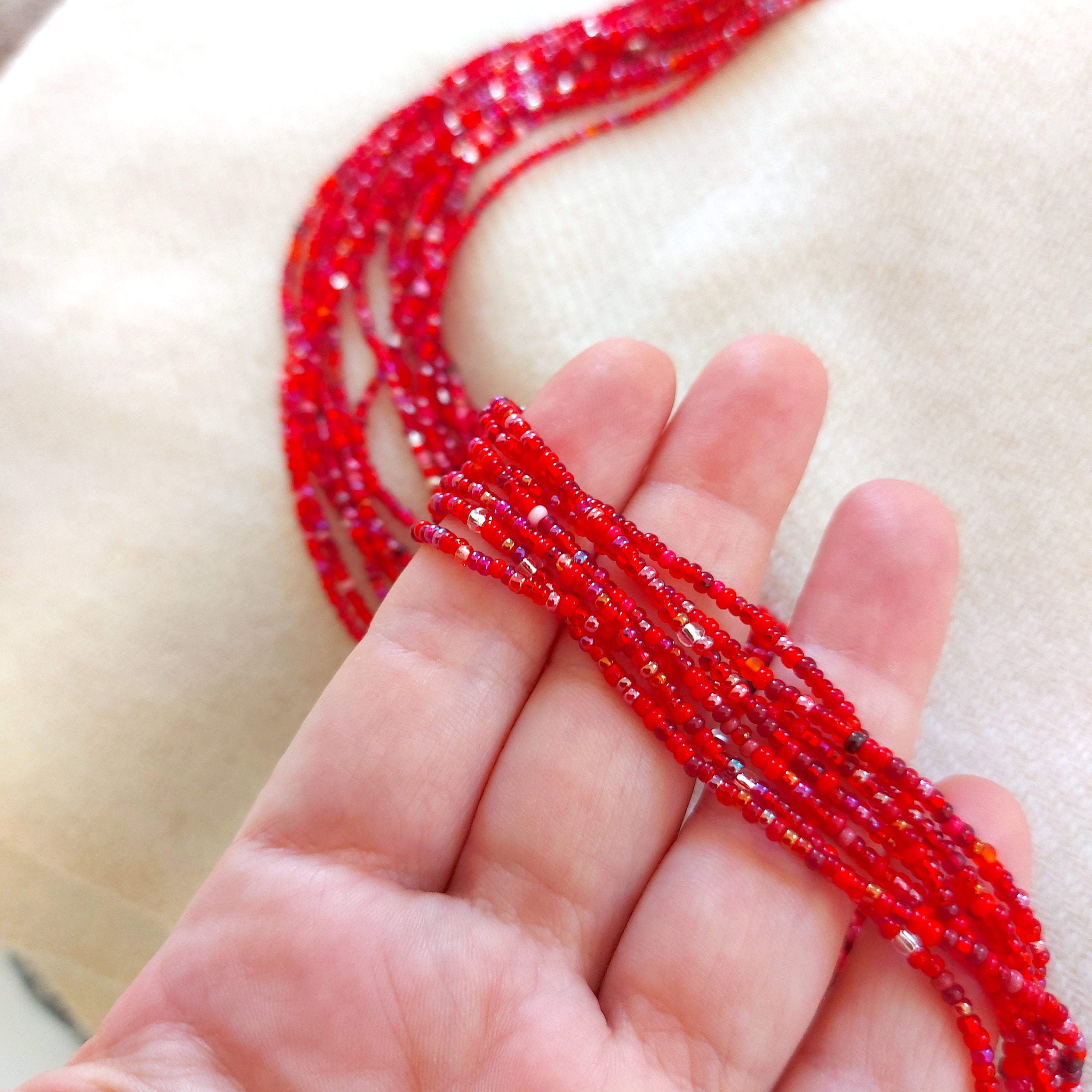 Red Necklace Long Boho Necklace Ombre Red Necklace | Etsy