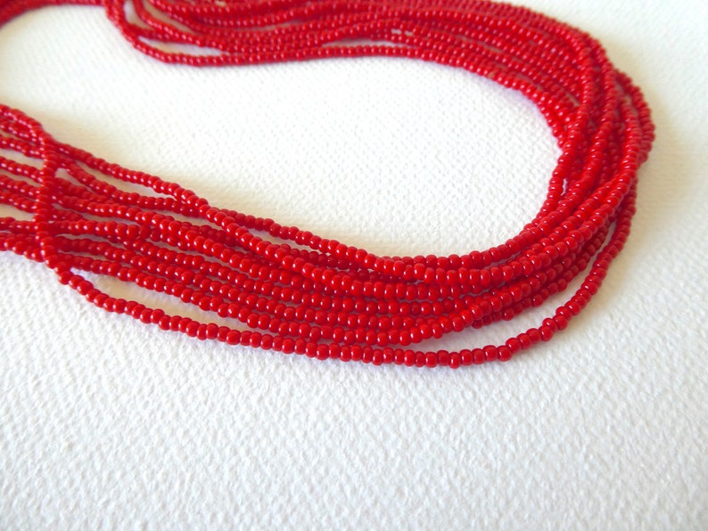 Long Red Necklace Beaded Necklace Seed Bead Necklace - Etsy
